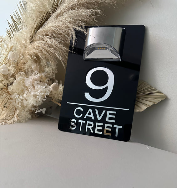 Custom House Number Sign with Solar Lights – Laser Cut Customs